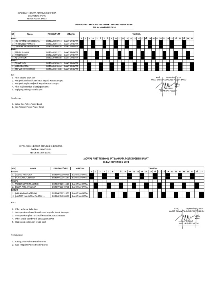 Revisi Jadwal Piket Fungsi Nov | PDF