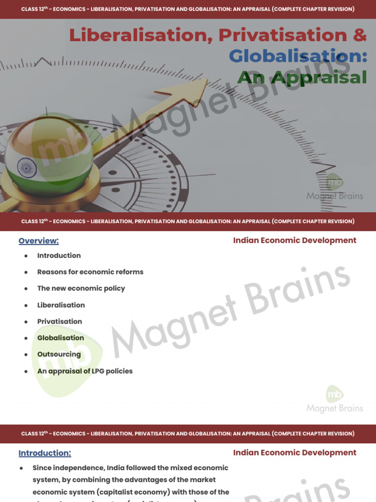 12th - Chapter 3 - Liberalisation, Privatisation & Globalisation - An Appraisal - Full Chapter ...