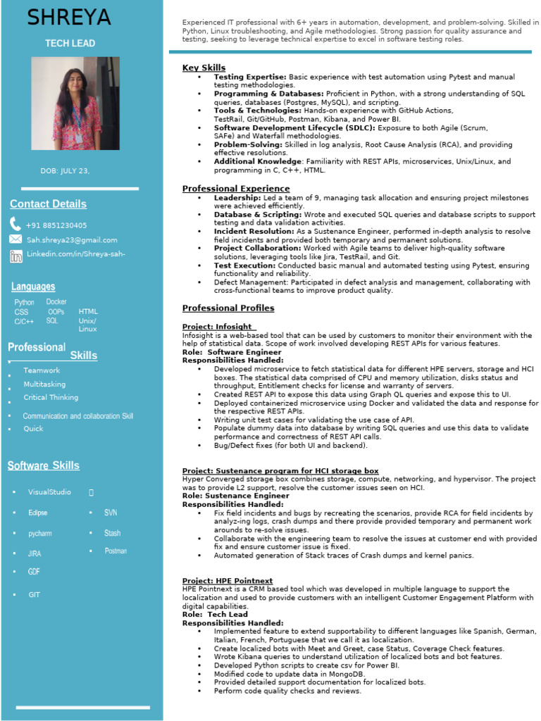 Shreya Updated Resume | PDF | Software Development Process | Agile Software Development