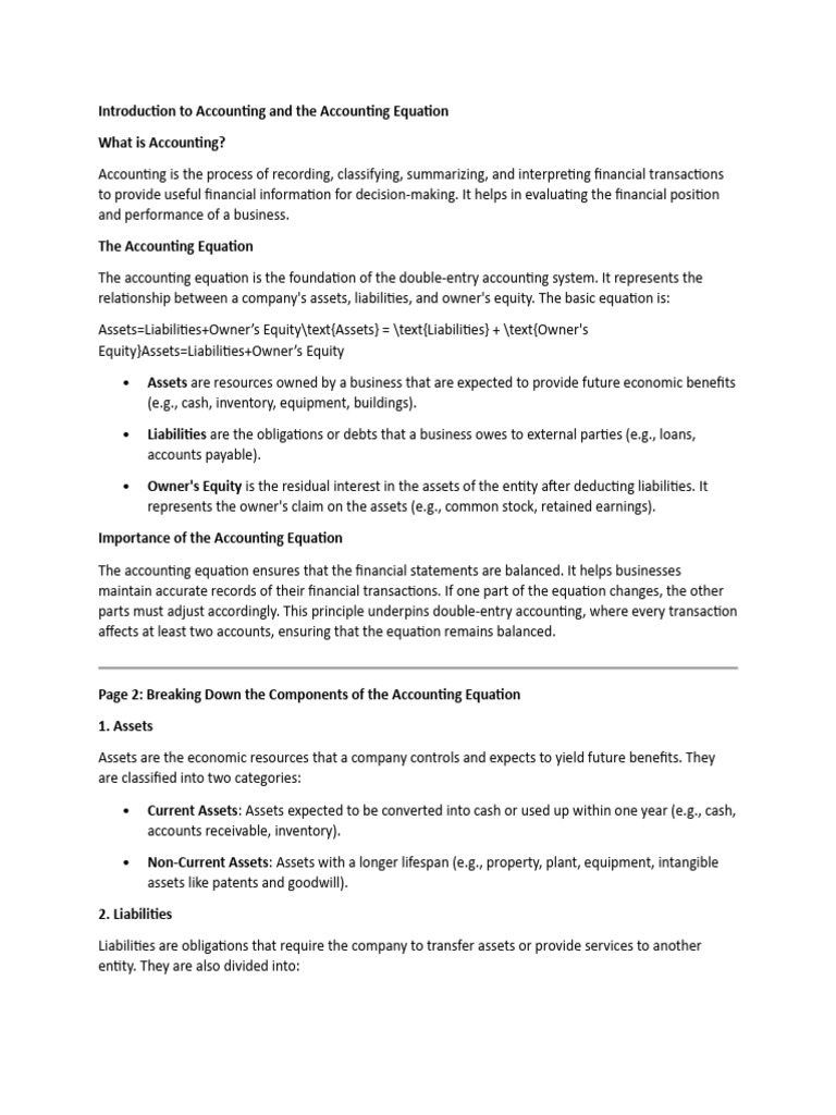 Understanding the Accounting Equation | PDF | Debits And Credits ...