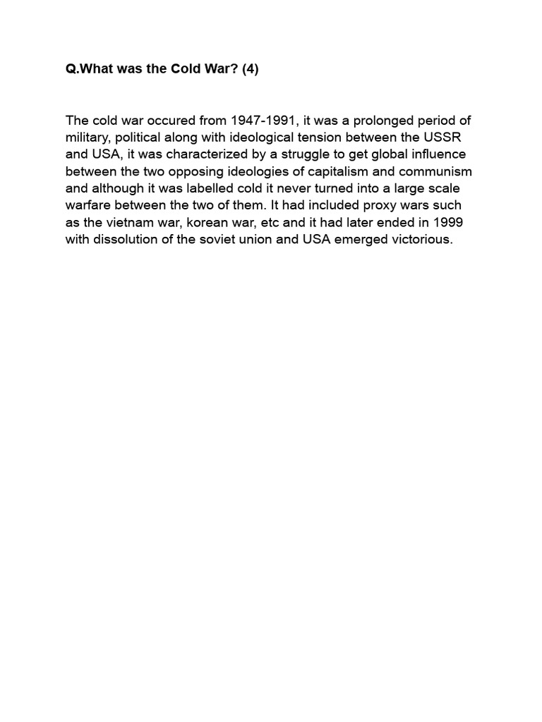 Overview of the Cold War (1947-1991) | PDF