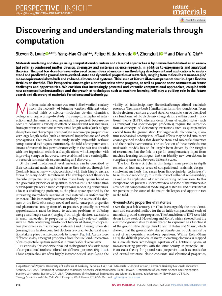 Discovering and Understanding Materials Through Computation | PDF | Density Functional Theory ...