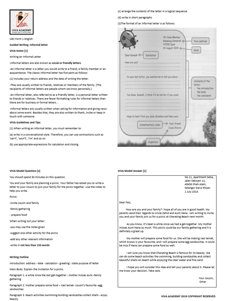 F1 English Guided Writing - Informal Letter (1 ( | PDF