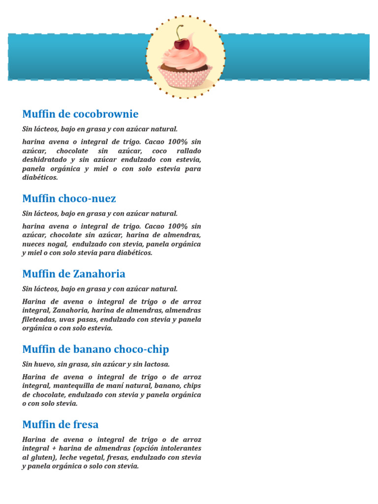 Menu Postres Saludables | PDF | Chocolate | Trigo