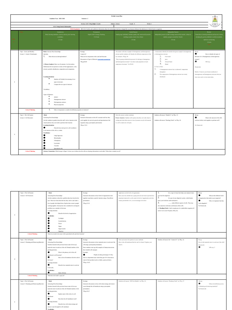 Lesson Plan Types of Mixture | PDF | Mixture | Homogeneity And ...