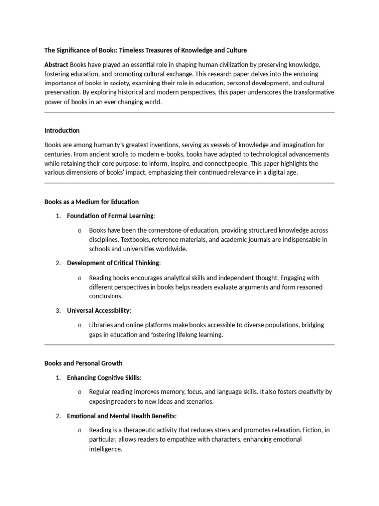 The Significance of Books | PDF | Thought | Books