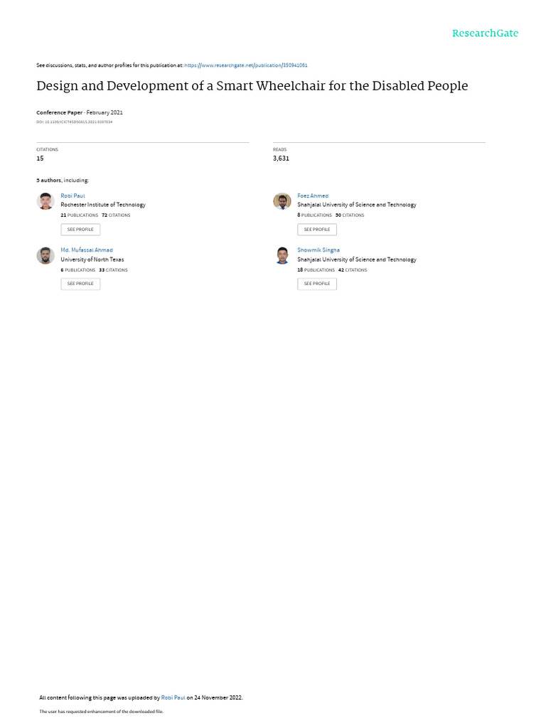 Design and Development of a Smart Wheelchair for the Disabled People ...