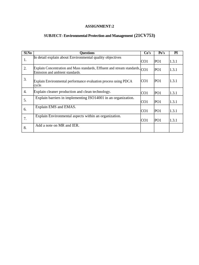 Environmental Protection Assignment Guide | PDF