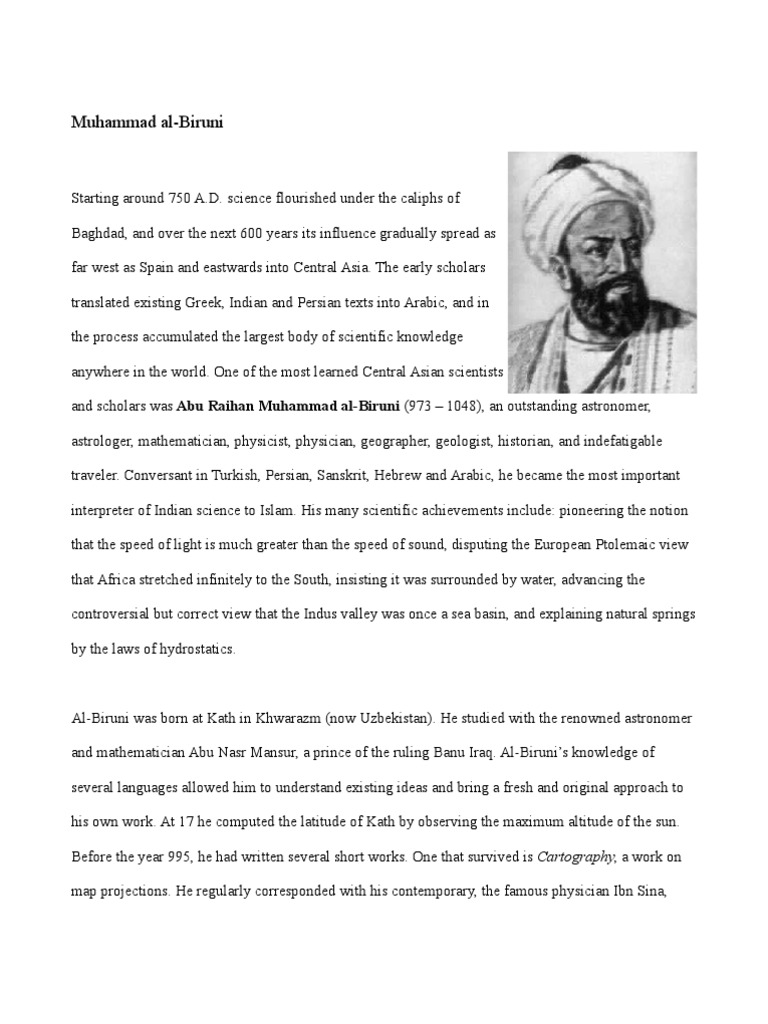 Al Biruni, Muhammad | PDF | Science | Astronomy