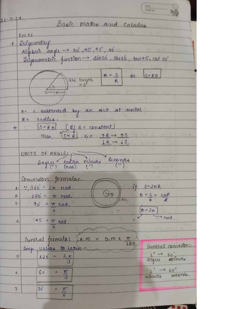 Basic Mathematics Short Notes | PDF