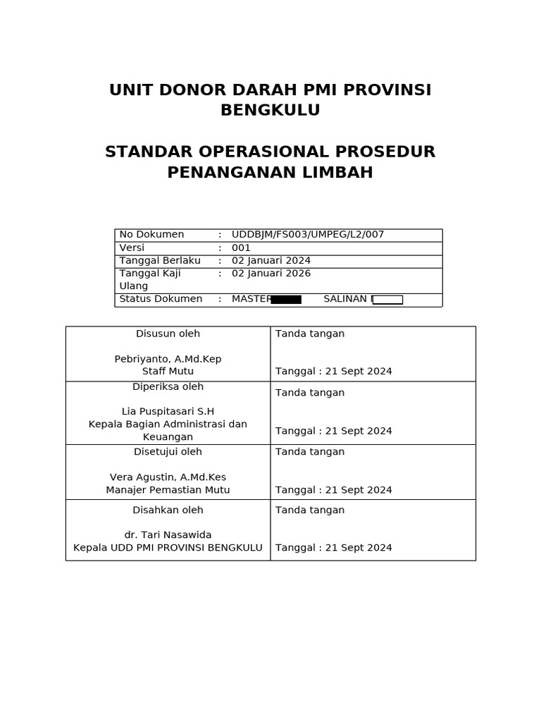 Sop Penanganan Limbah | PDF