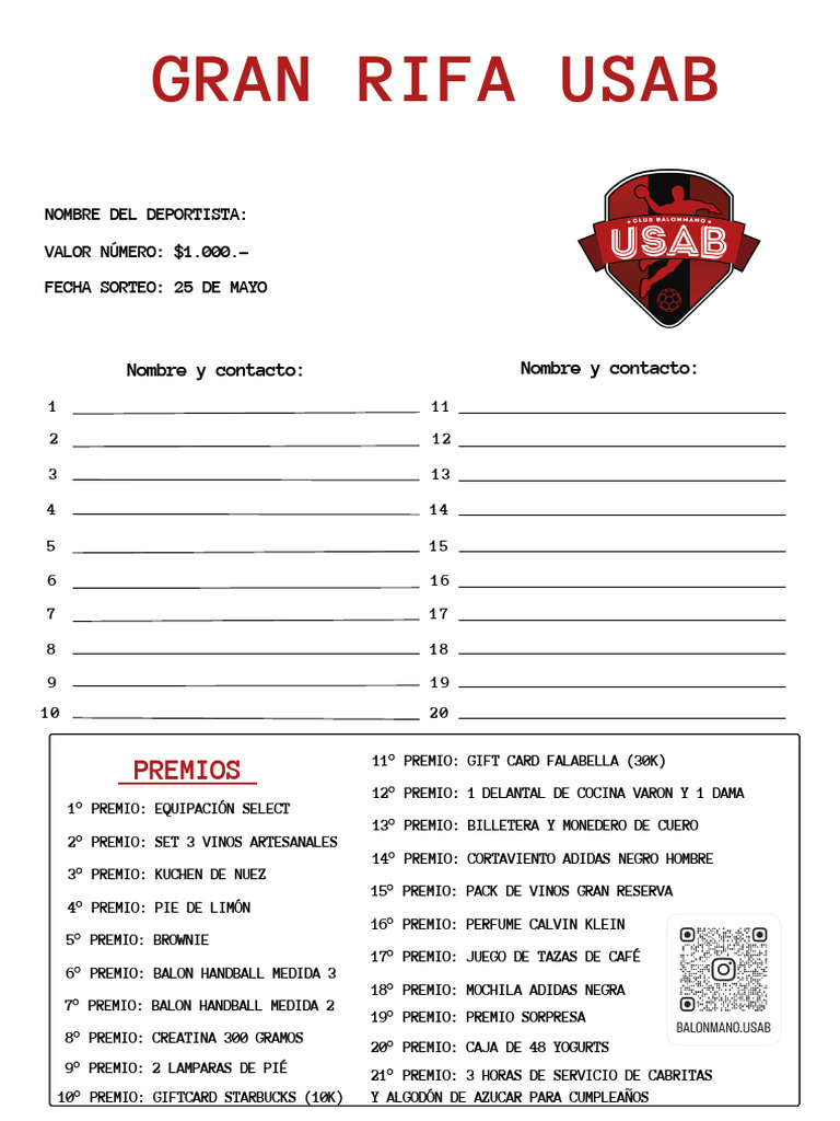 Premios de la Gran Rifa USAB 2023 | PDF