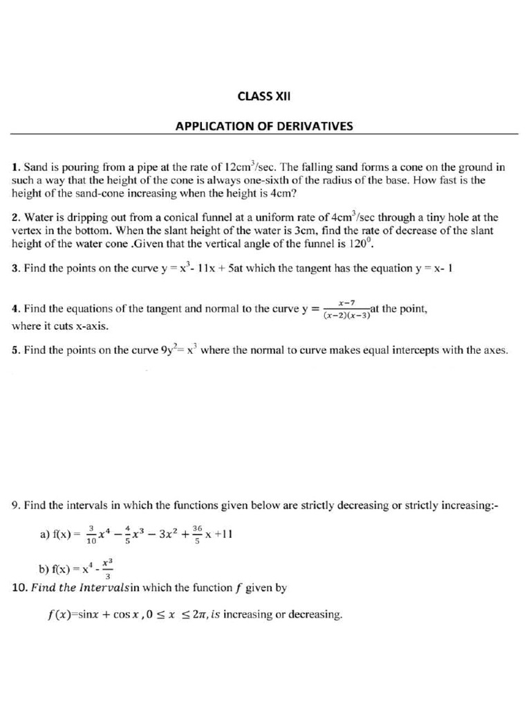 Application of Derivatives Part1 | PDF