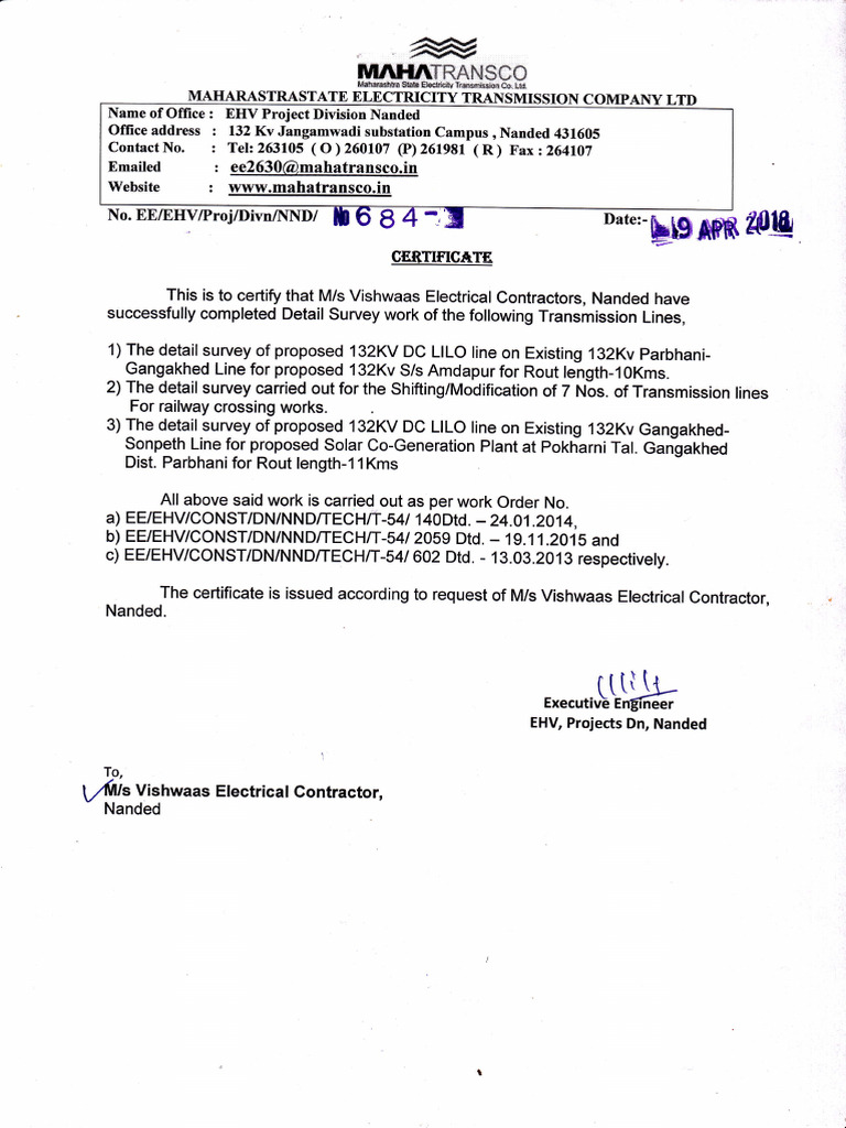 Experiance Certificate of Survey | PDF