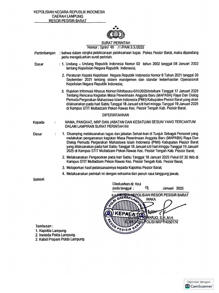 Sprin Pam Mapaba Raya Dan Dialog Pmii Di | PDF