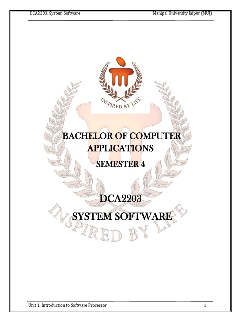 DCA2203 Unit-01 | PDF | Assembly Language | Software