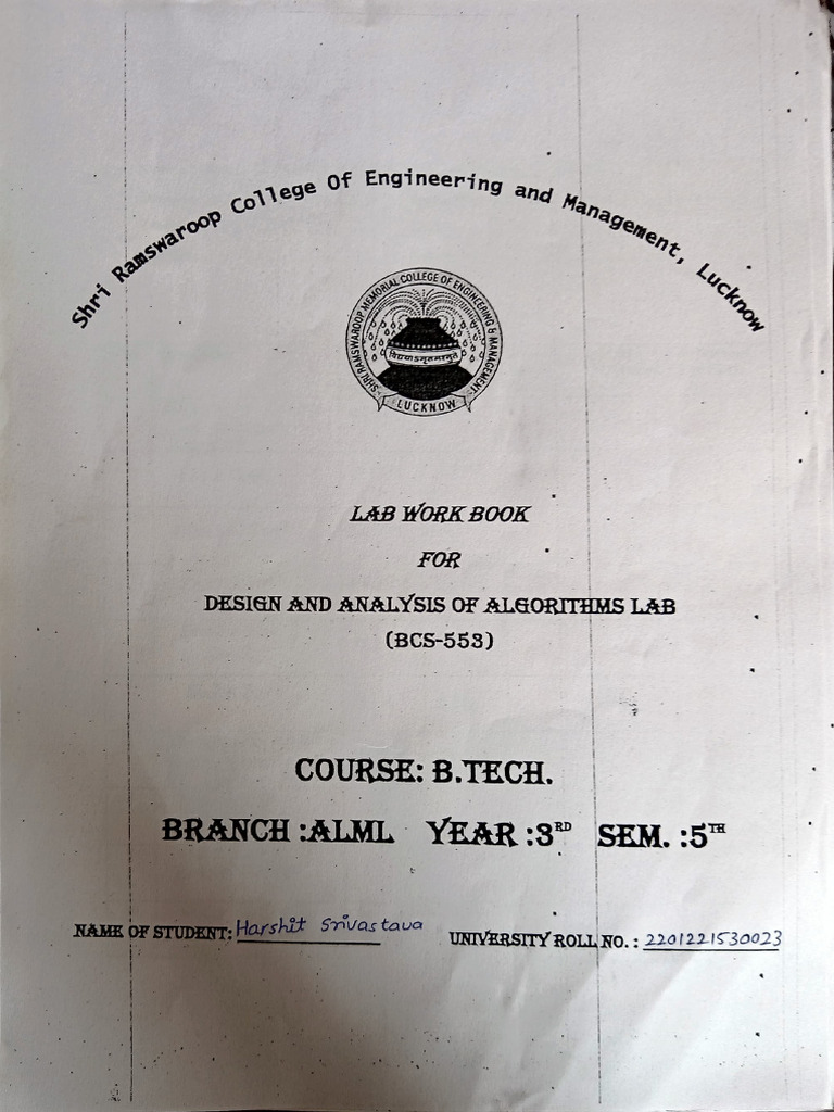 DAA Lab-Harshit Srivastava | PDF