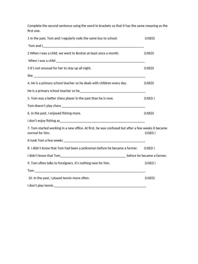 USED TO EXERCISES | PDF