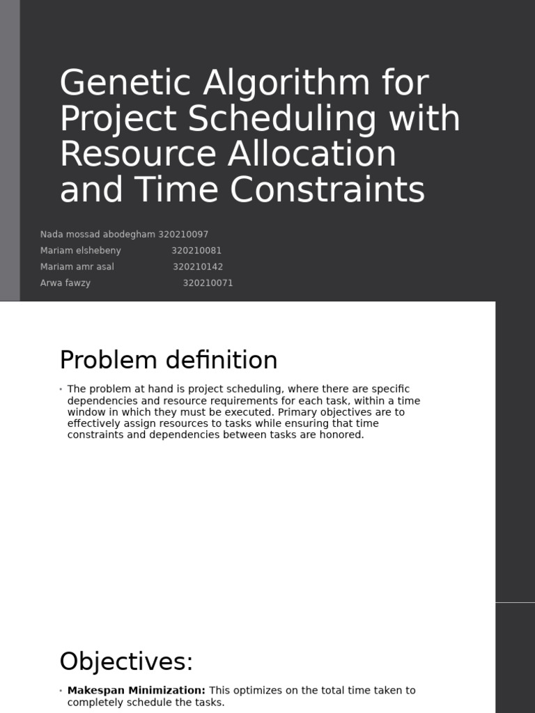 Genetic Algorithm for Project Scheduling with Resource Allocation and ... Genetic Algorithm for Project Scheduling with Resource Allocation and ...