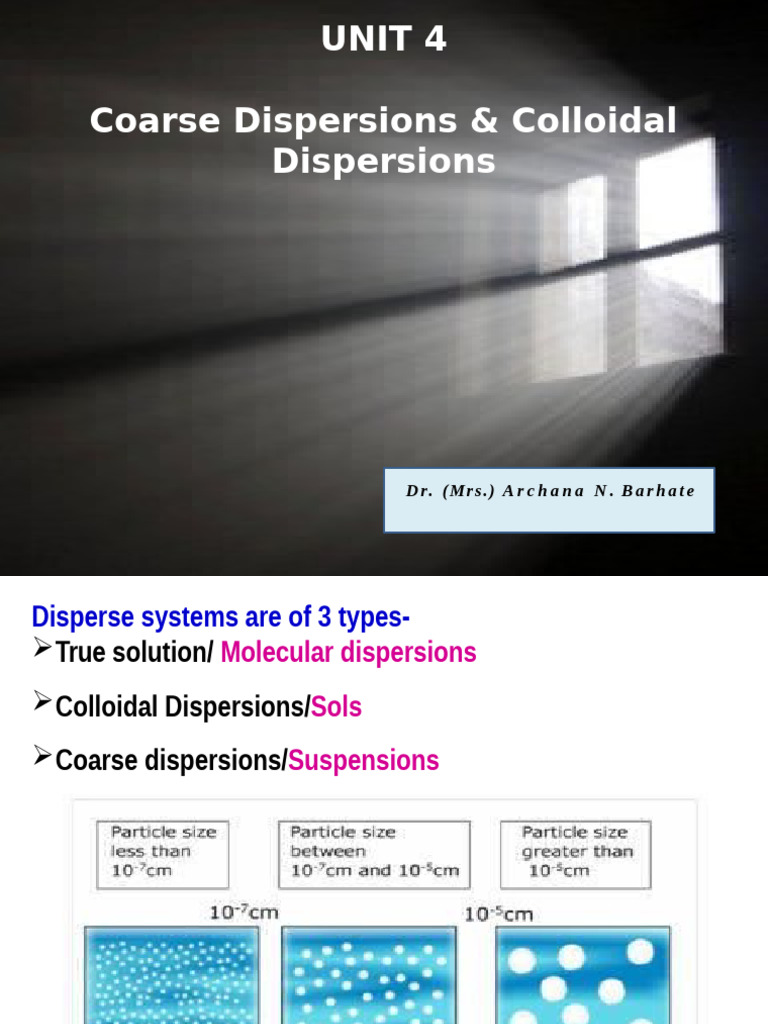 Coarse and Colloidal Dispersions Explained | PDF