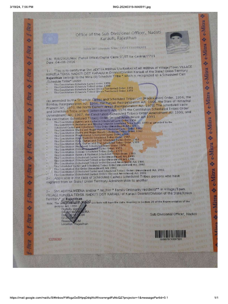 CASTE CERTIFICATE_compressed | PDF