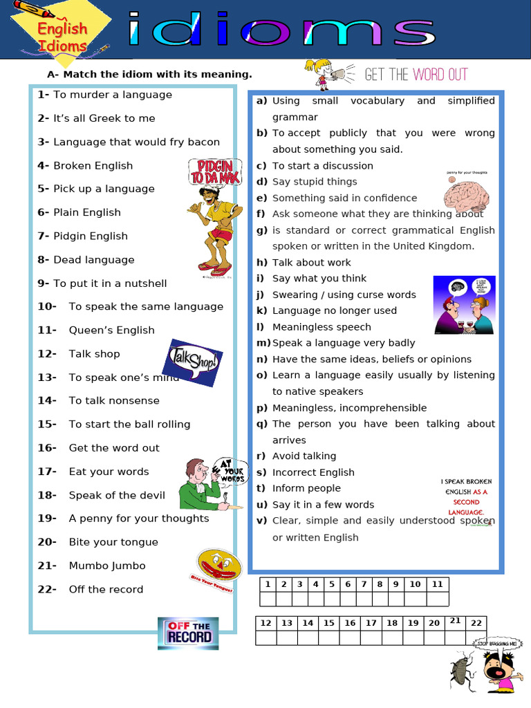 idioms language | PDF | English Language | Grammar