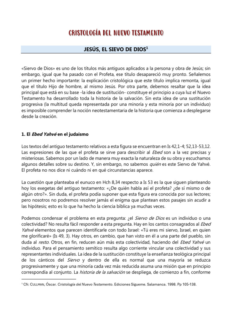 Jesús como Siervo de Dios en el NT | PDF | Jesús | Cristología