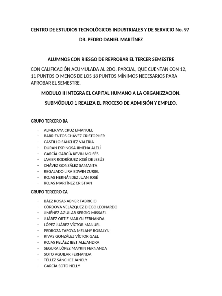 2DO. PARC. ALUMNOS en RIESGO DE REPROBAR EL SEMESTRE 2022-2023 | PDF