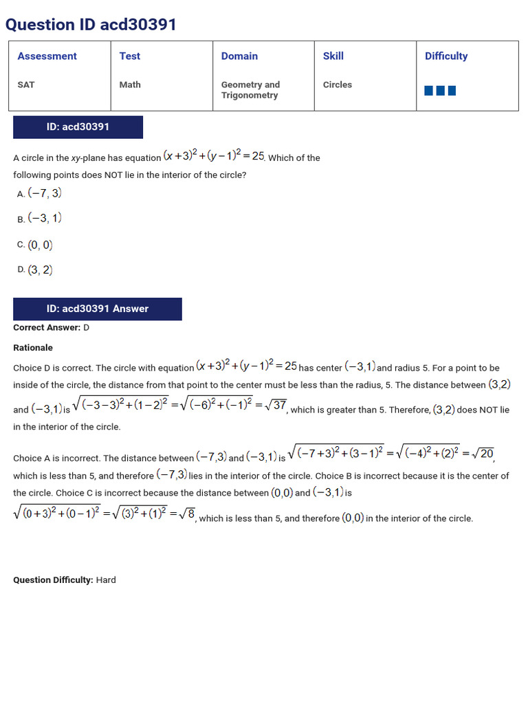 SAT Geometry: Circle Questions Analysis | PDF | Triangle ...
