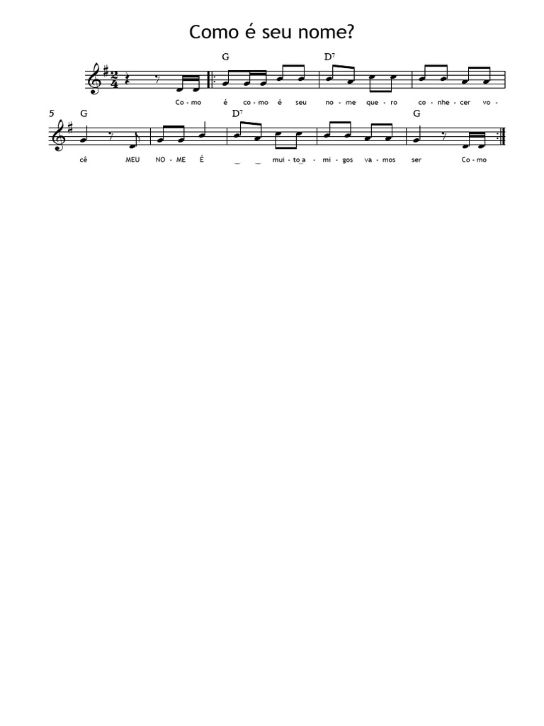Como é seu nome? - Letra da Música | PDF