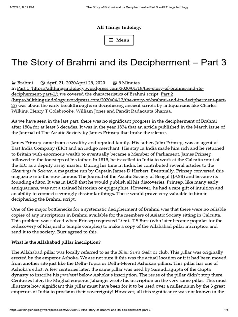 The Story of Brahmi and its Decipherment – Part 3 – All Things Indology ...