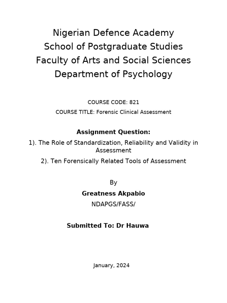 Assesment Assignment | PDF | Educational Assessment | Validity (Statistics)