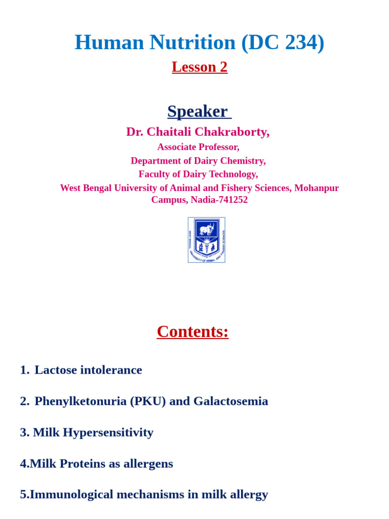 Lesson2 - Milk Intolerance and Hyper Sensitivity | PDF | Allergy | Food Allergy