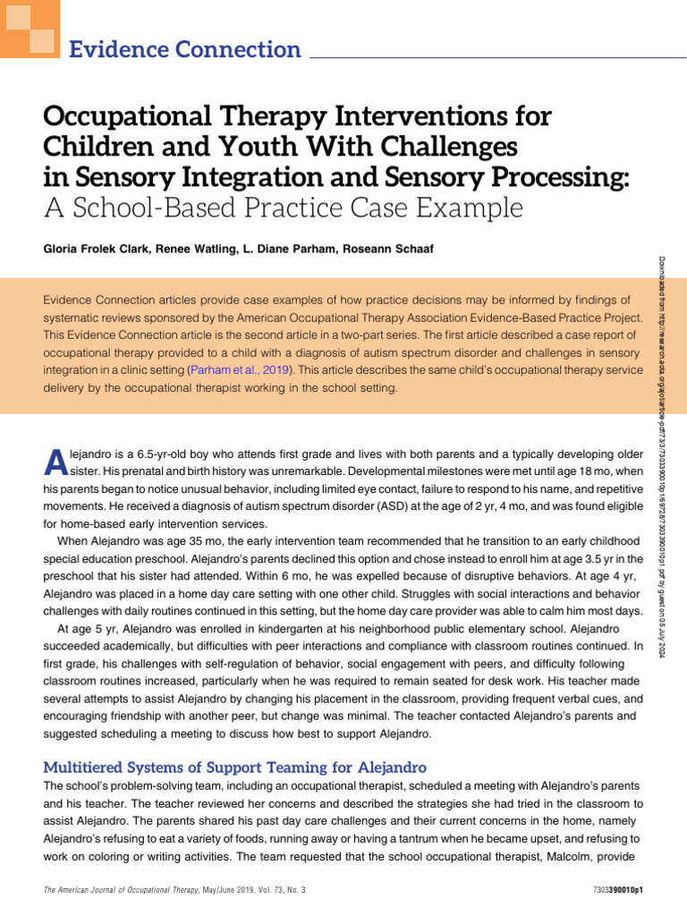 OT Intervetion - School - Case Example | PDF | Occupational Therapy ...