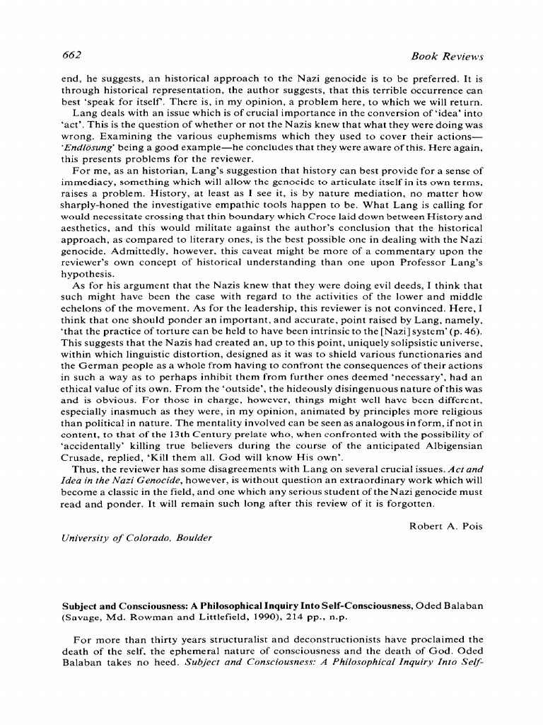 Insights on Nazi Genocide and Consciousness | PDF | Unconscious Mind ...