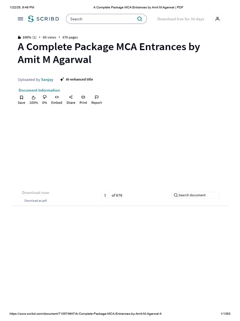 A Complete Package MCA Entrances by Amit M Agarwal - PDF | PDF ...