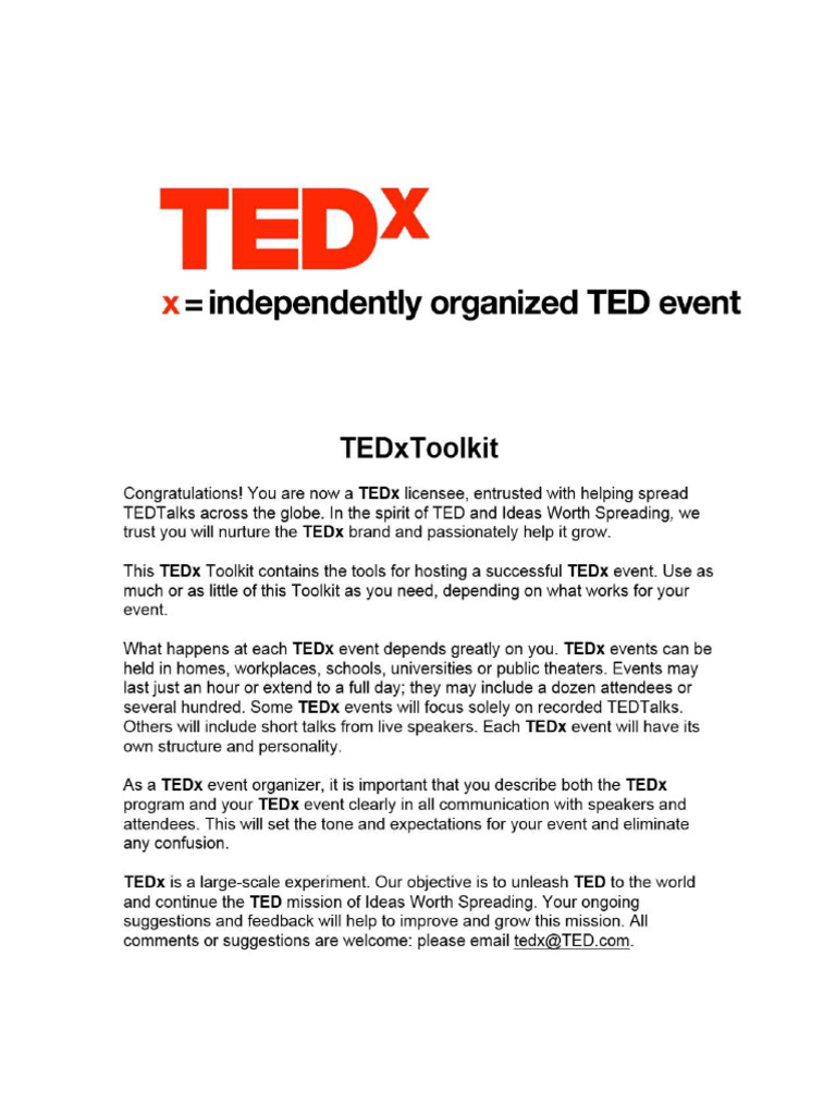 Tedx Toolkit | PDF