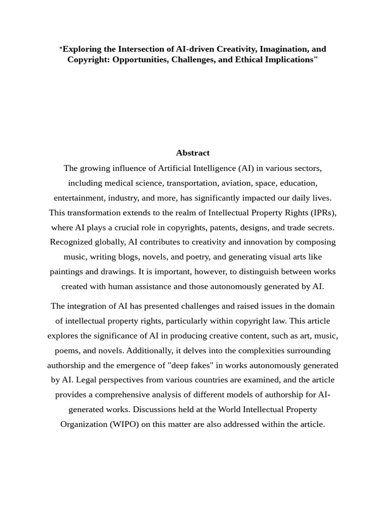 Exploring The Intersection of AI Draft | PDF | Artificial Intelligence ...