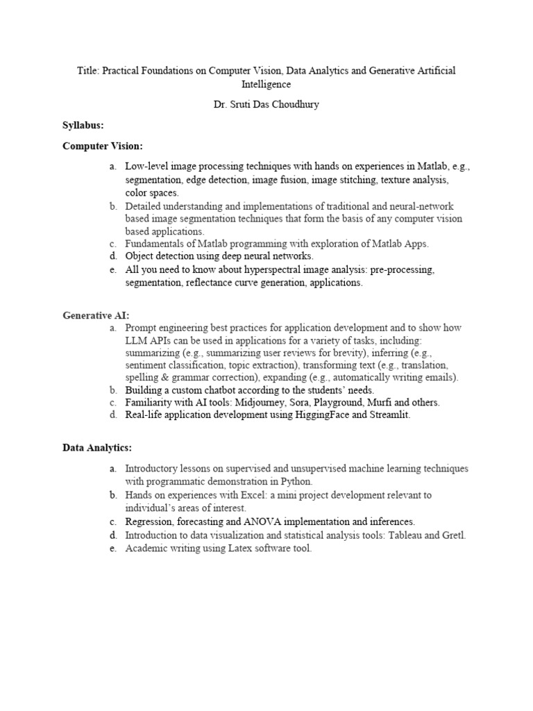 Computer Vision & Generative AI Course | PDF