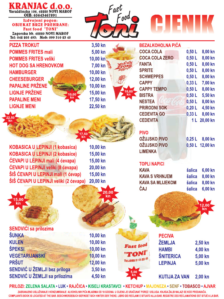 Fast Food Cjenik | PDF