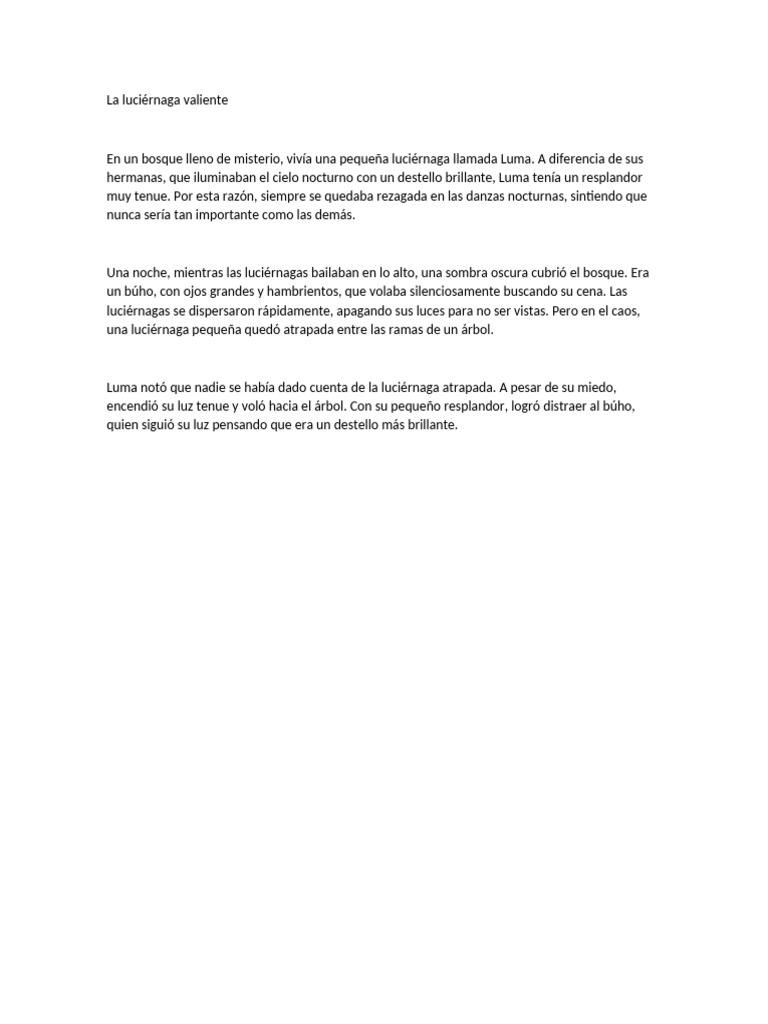 La luciérnaga valiente y su luz | PDF