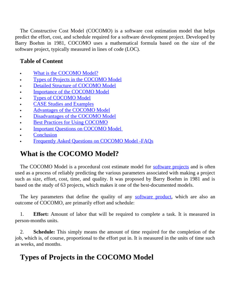 cocomo model | PDF | Software Engineering | Computing