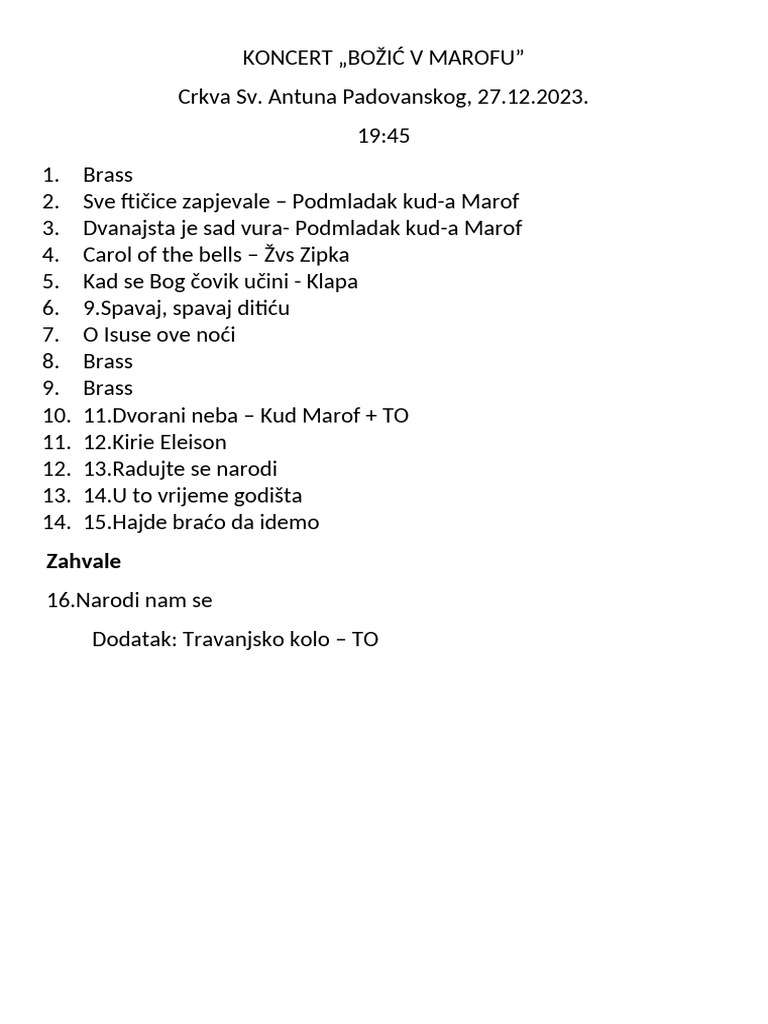KONCERT Božić V Marofu 2024 | PDF