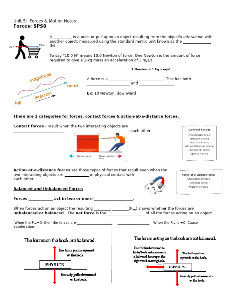 Forces and Motion Study Notes | PDF | Force | Acceleration