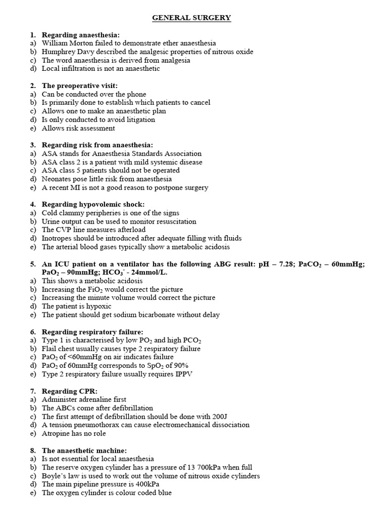 MDPCZ Forms in General Surgery | PDF | Anesthesia | Clinical Medicine