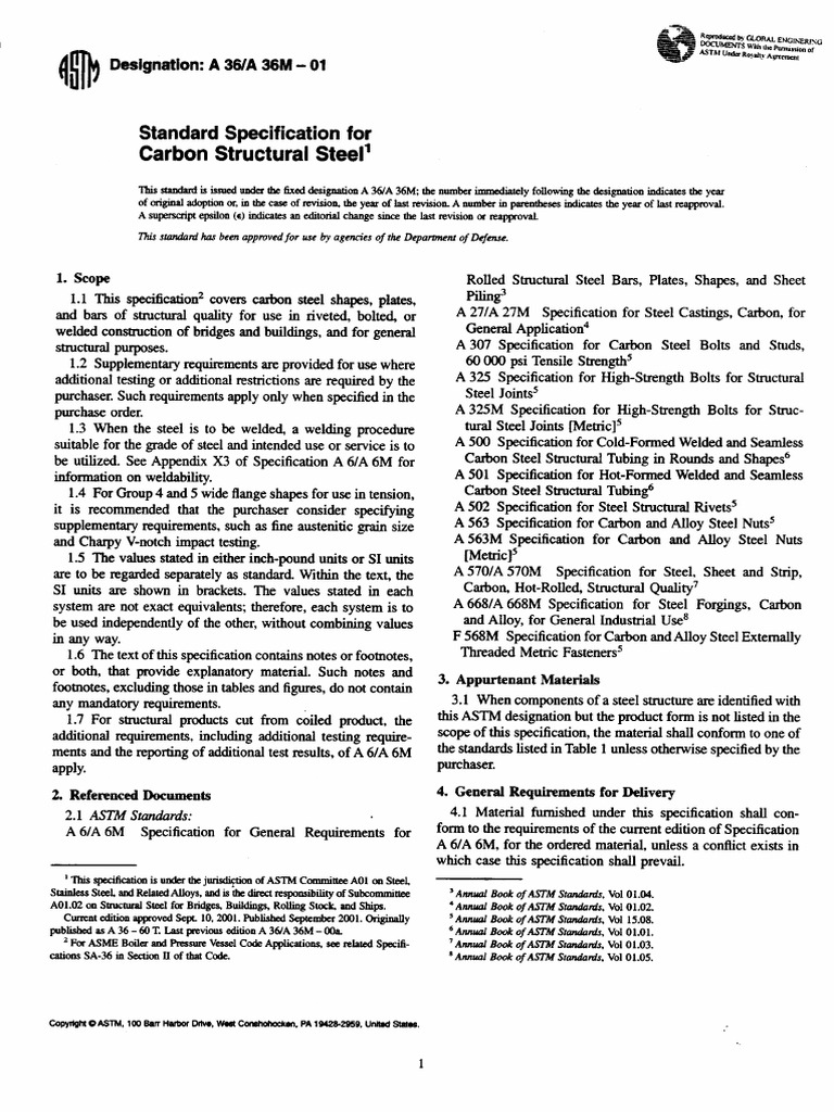 Astm A36 36M - 01 | PDF