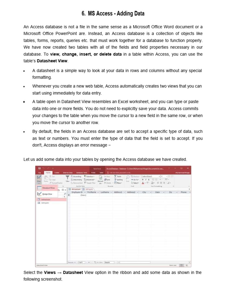 MS Access: Adding and Managing Data | PDF
