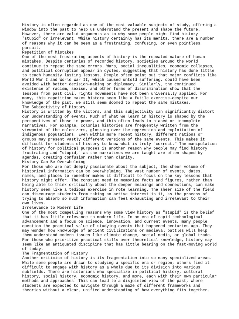 Why Some Find History Irrelevant | PDF | Knowledge | Reason