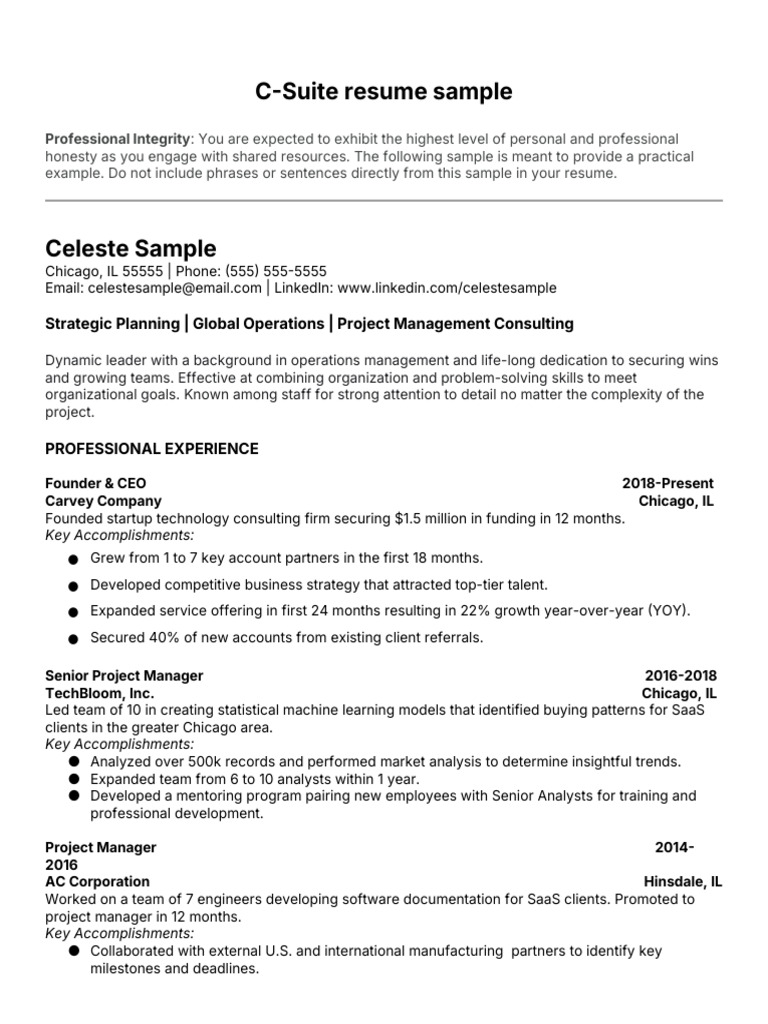 SAMP BusinessCSuiteResume GoogleDoc 2of2 | PDF | Strategic Management | Cognition