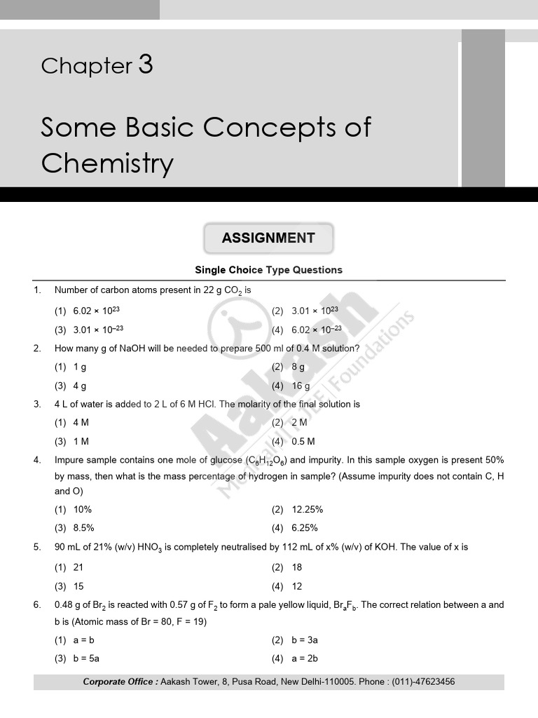 Some Basic Concepts of Chemistry - FINAL | PDF | Mole (Unit) | Nitric Acid